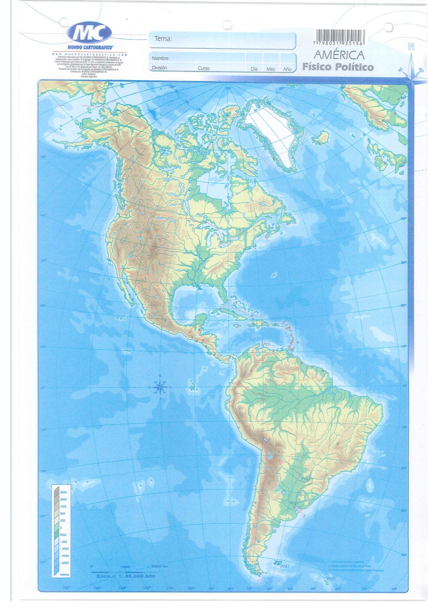 Mapa N5 De America-Fisico Politico – Casa de Andres